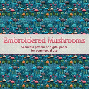 Seamless Pattern Digital Paper Digital Fabric Mushroom Forest - Etsy