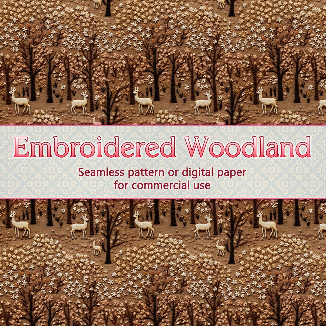 Seamless Pattern Digital Paper Digital Fabric Woodland Deer Forest ...