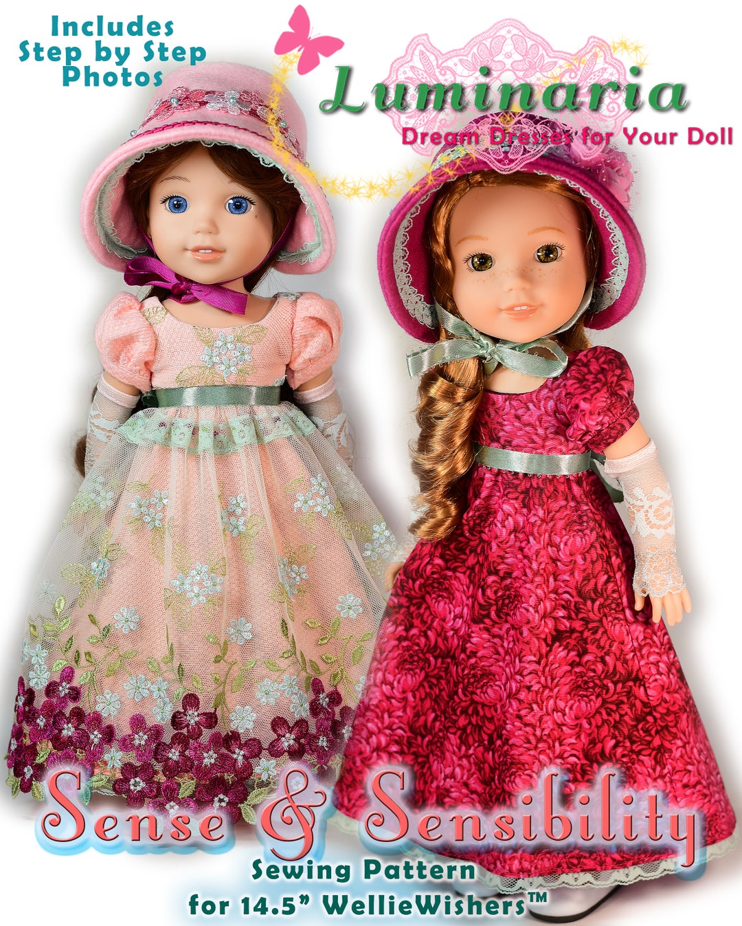 PDF Doll Clothes Dress Pattern Fits 14" Wellie Wishers Dolls American ...