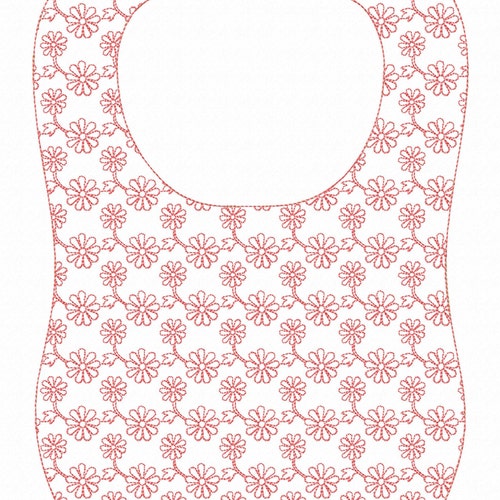 In the Hoop Baby Bib Floral Embroidery Design File Pattern 3 - Etsy
