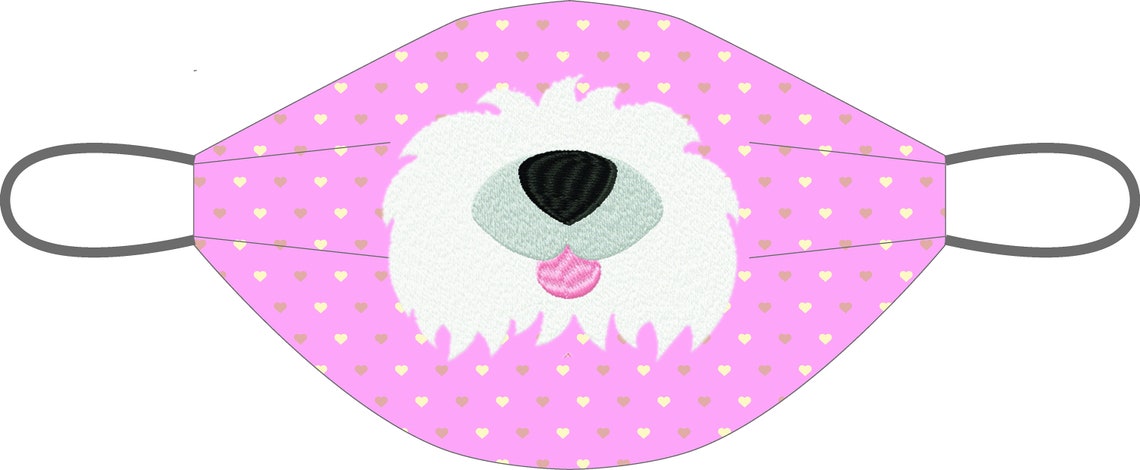 Old English Sheepdog Dog Face Mask Pattern in the Hoop | Etsy
