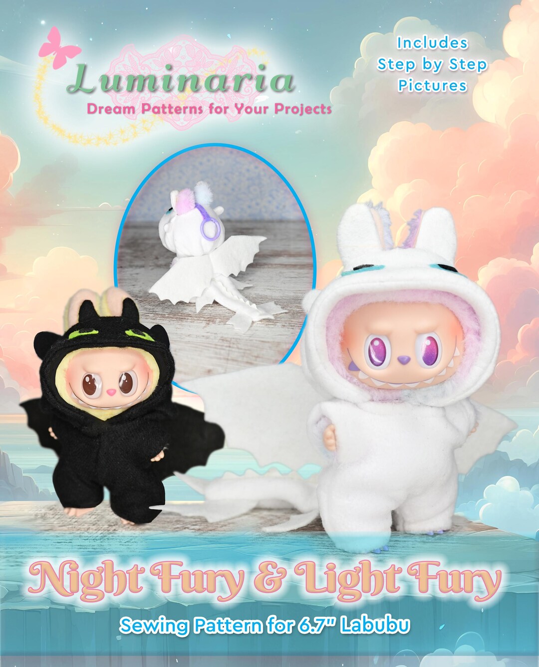 Labubu Doll Clothes PDF Costume Sewing Pattern Fits 6.7" the Monsters ...