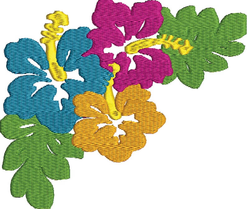Hibiscus Hawaiian Flowers Embroidery Design File.vip .vp3 .jan - Etsy