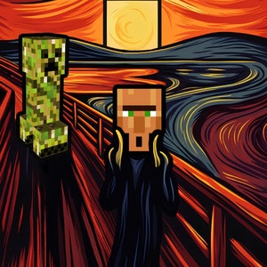 Fan Art Print Inspired by Creepers Villager Wall Home Decor Poster Geek ...