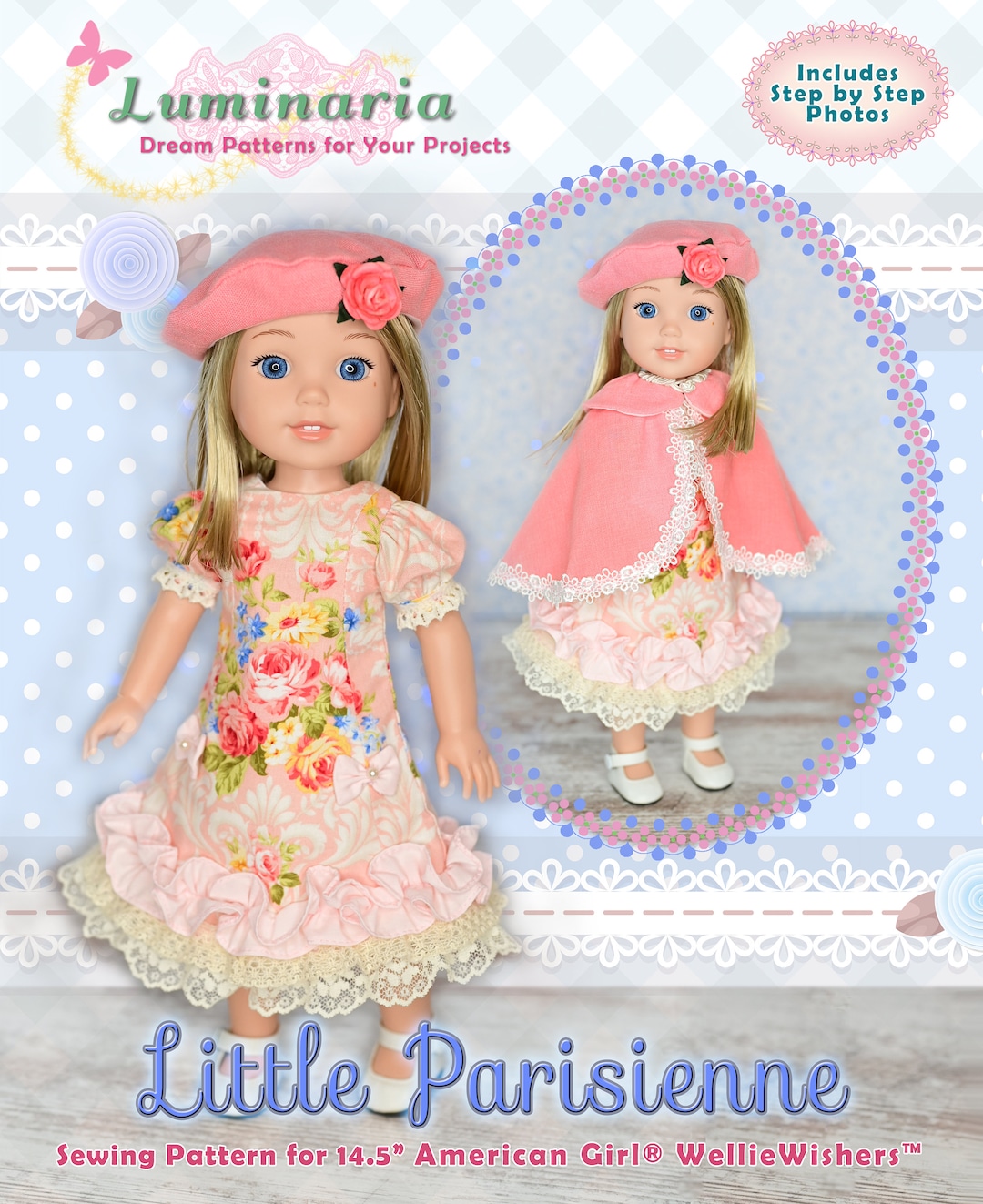 PDF Doll Clothes Dress Pattern Fits 14" Wellie Wishers Dolls American ...