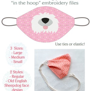 Old English Sheepdog Dog Face Mask Pattern in the Hoop | Etsy