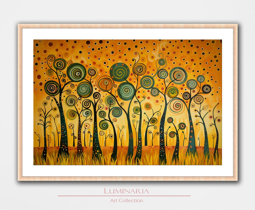 Gustav Klimt Inspired Landscape Art Print Wall Home Decor Poster Mural ...