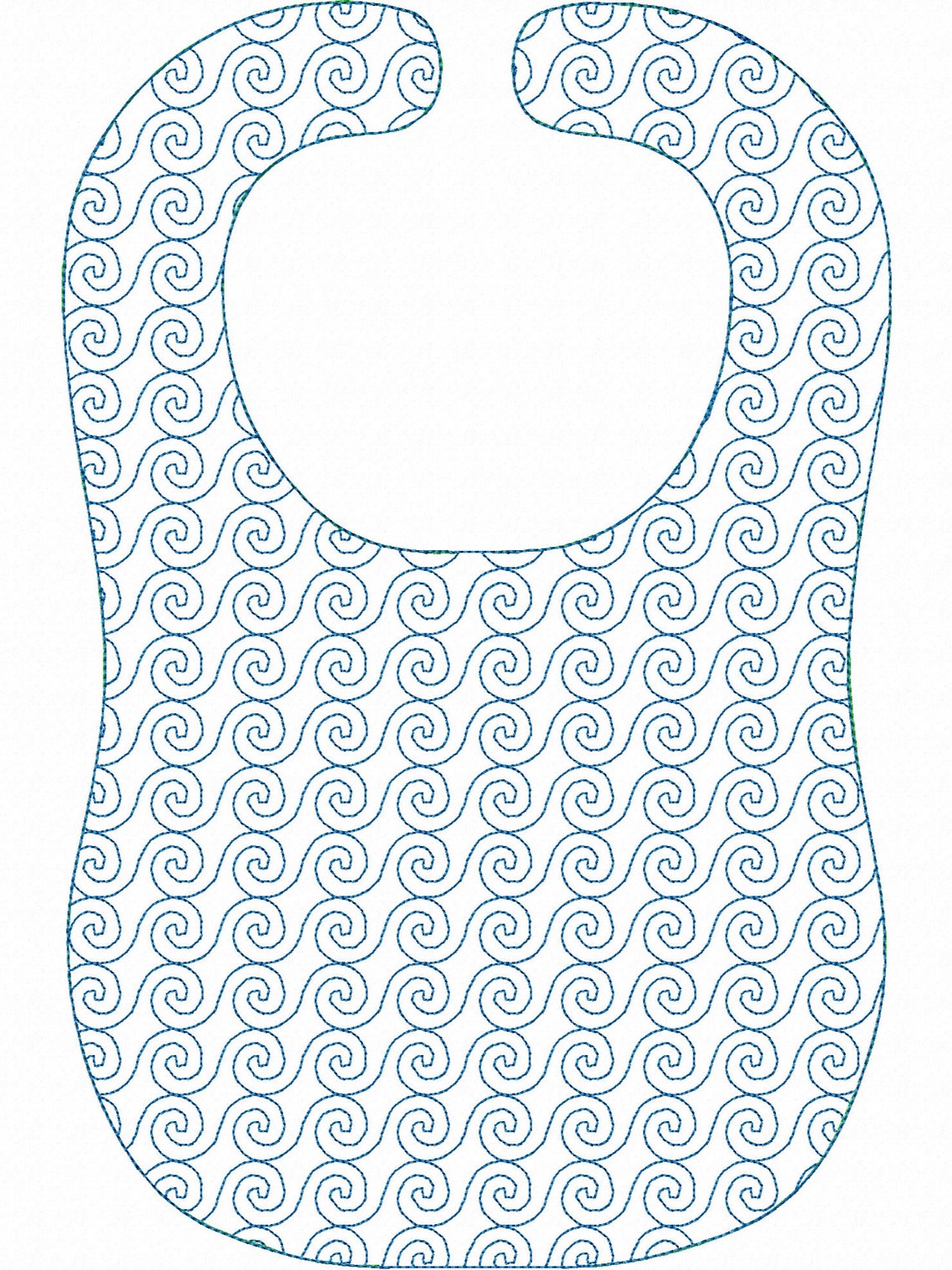 In the Hoop Baby Bib Waves Embroidery Design File Pattern 3 - Etsy