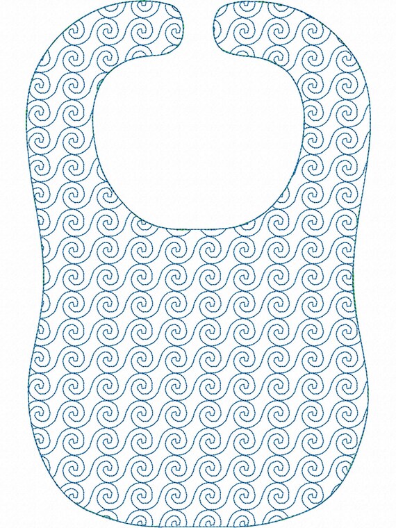In the Hoop Baby Bib Waves Embroidery Design File Pattern 3 | Etsy