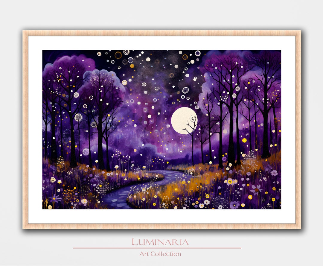 Gustav Klimt Inspired Purple Landscape Art Print Wall Home Decor Poster ...