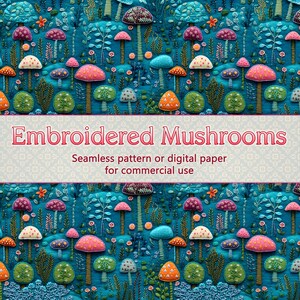 Seamless Pattern Digital Paper Digital Fabric Mushroom Forest - Etsy