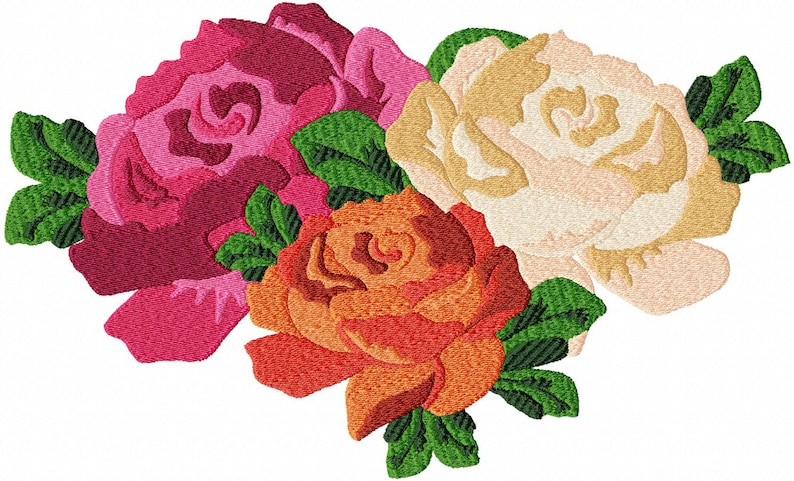 Three Roses Embroidery Design File .vip .vp3 .hus .pes .pec .jef .sew ...
