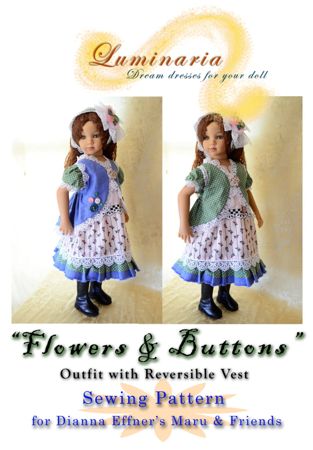Doll Clothes Pattern in PDF to Make "flowers & Buttons" Outfit With ...
