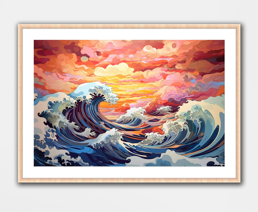 The Great Wave off Kanagawa Inspired Art Print Wall Home Decor Poster ...