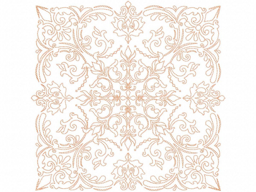 Heirloom Block Floral Quilt Embroidery Design File .vip .vp3 .hus .pes ...