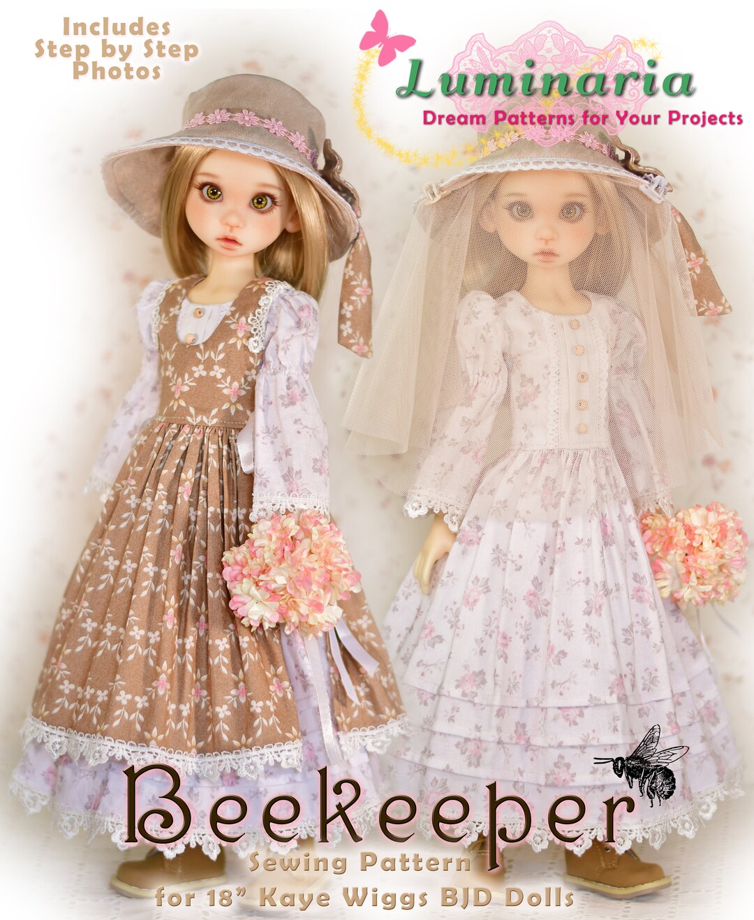 PDF Doll Clothes Dress Pattern Fits 18" MSD Kaye Wiggs Liz Frost ...