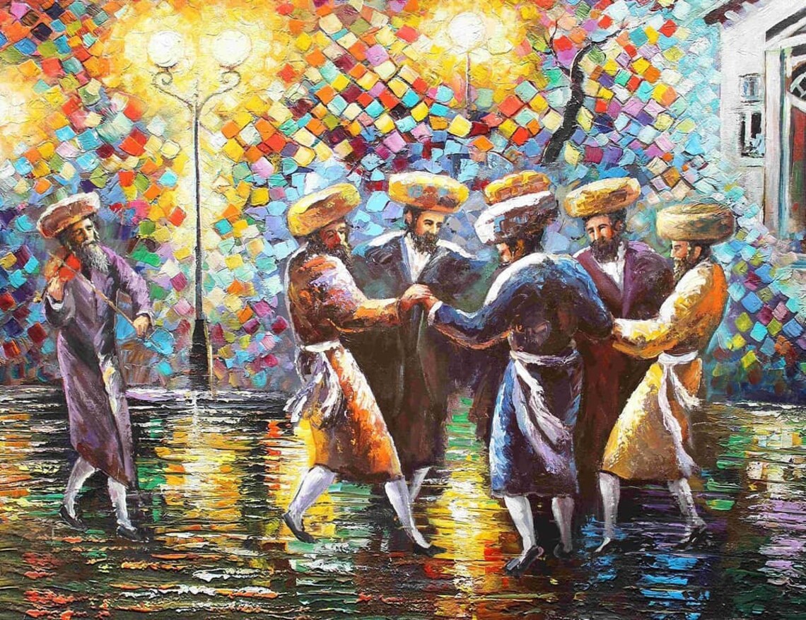 Chassidic Dance Contemporary Art Judaica Gicle' PRINT on Canvas 27X17 ...