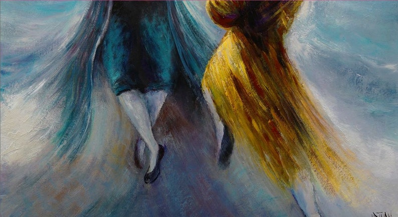 CHASSIDIC DANCE Judaica Contemporary Art PRINT on Canvas110x90cm Signed ...