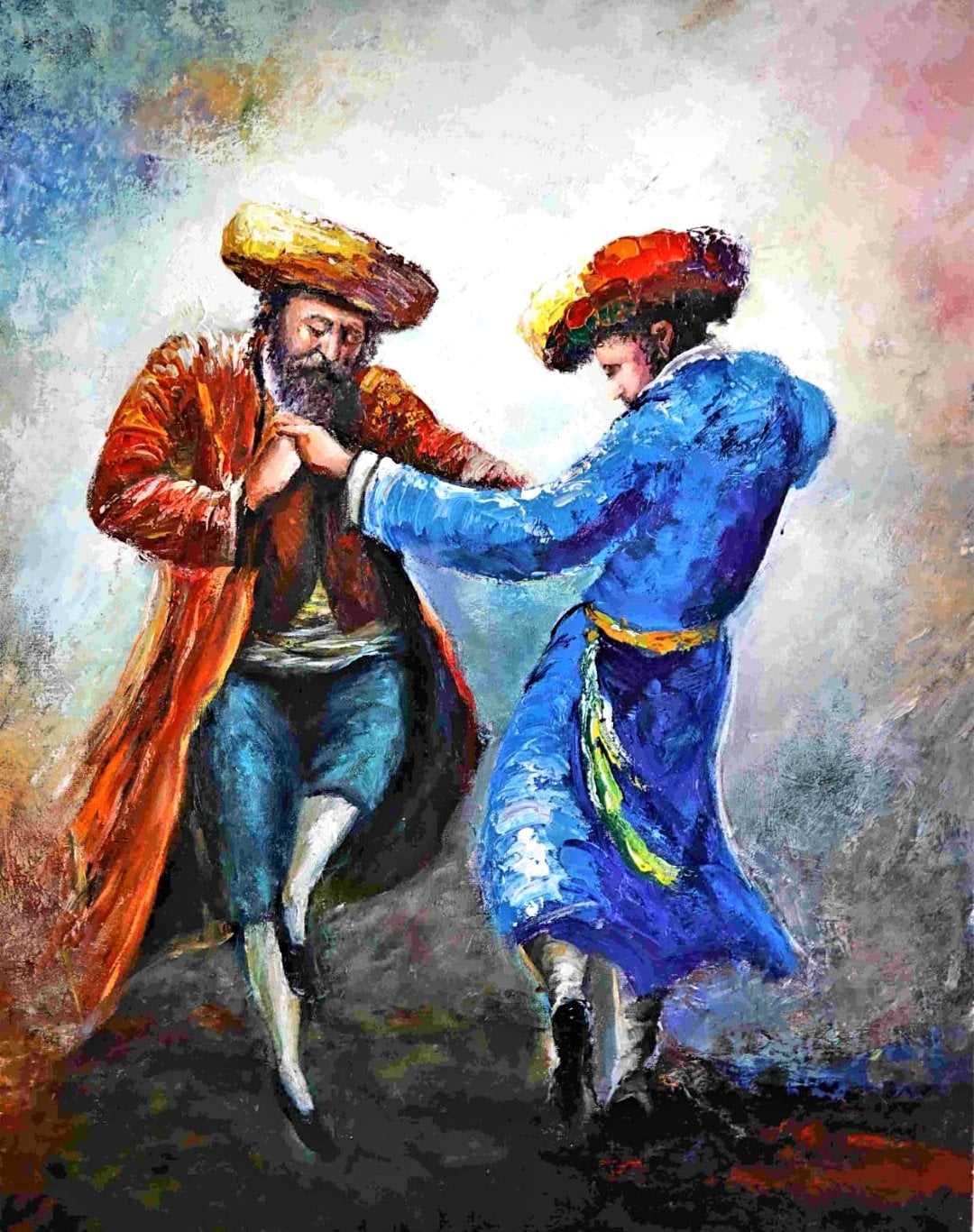 Chassidic Dance Vintage Art Giclée Print on Canvas 47*31 Inches Signed ...