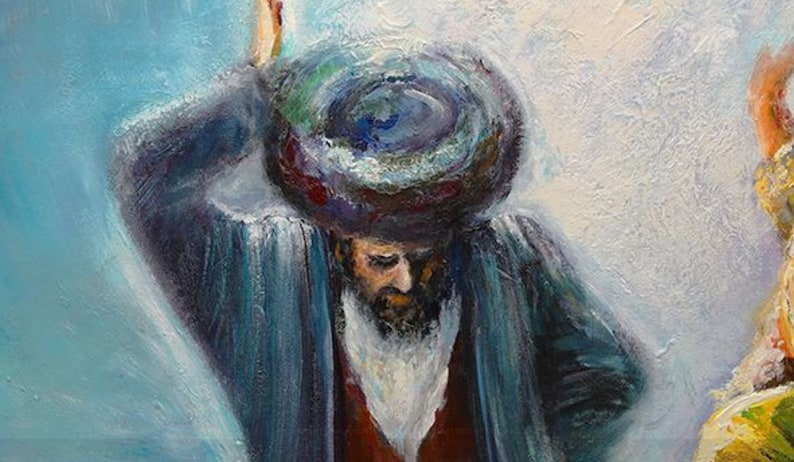 CHASSIDIC DANCE Judaica Contemporary Art PRINT on Canvas110x90cm Signed ...