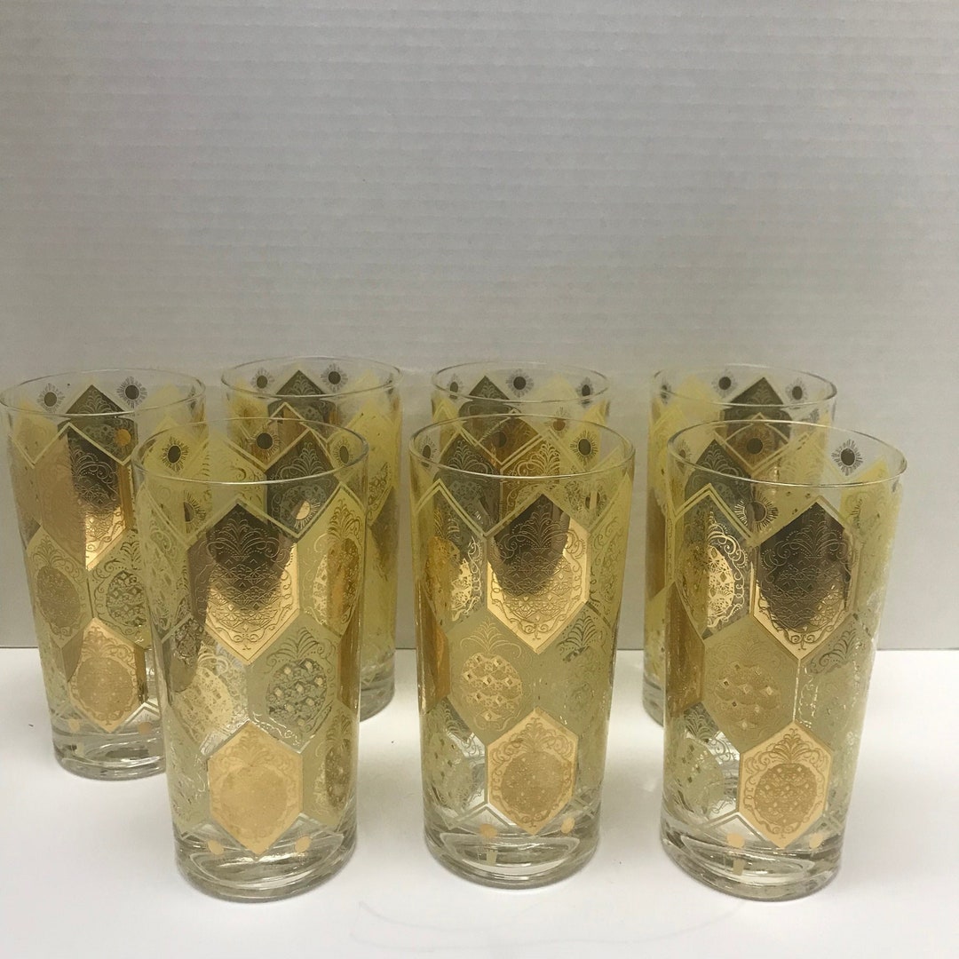 Cera-ned Harris MCM Pineapple Highball Glasses 22k Gold - Set of 7 - Etsy