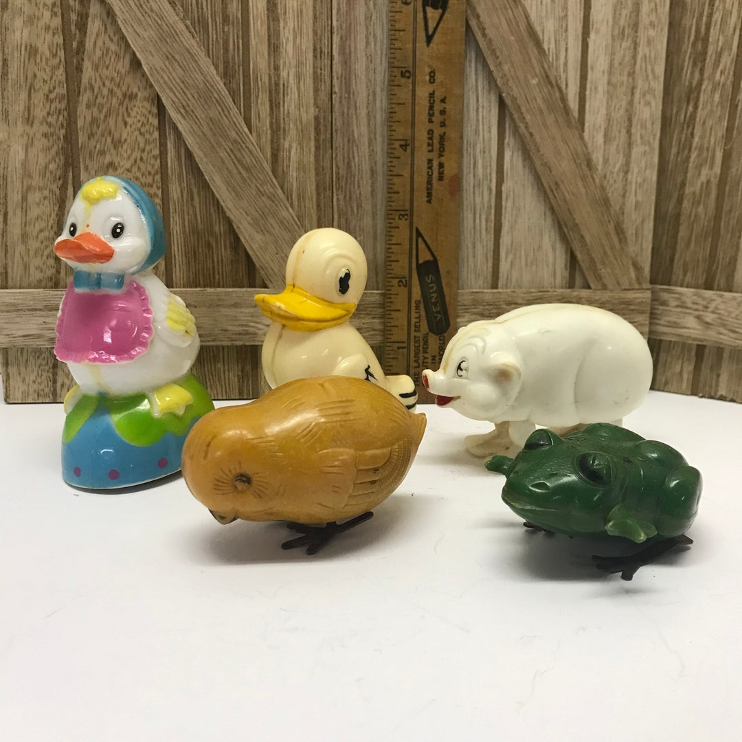 Vintage Set of Ramp Walkers & Wind Ups - Pig, Frog, Chick, Duck - Etsy