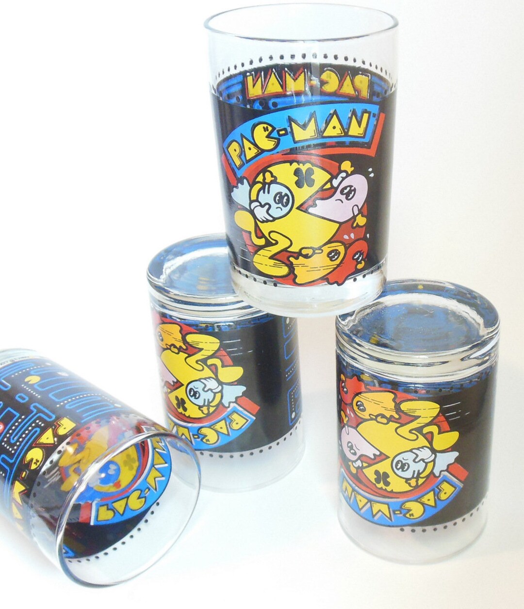 Pac-man Glass Tumblers by Libbey Pacman Glassware Video Arcade - Etsy