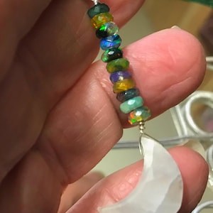 Sterling Black Opal Moonstone Crescent Moon - Etsy