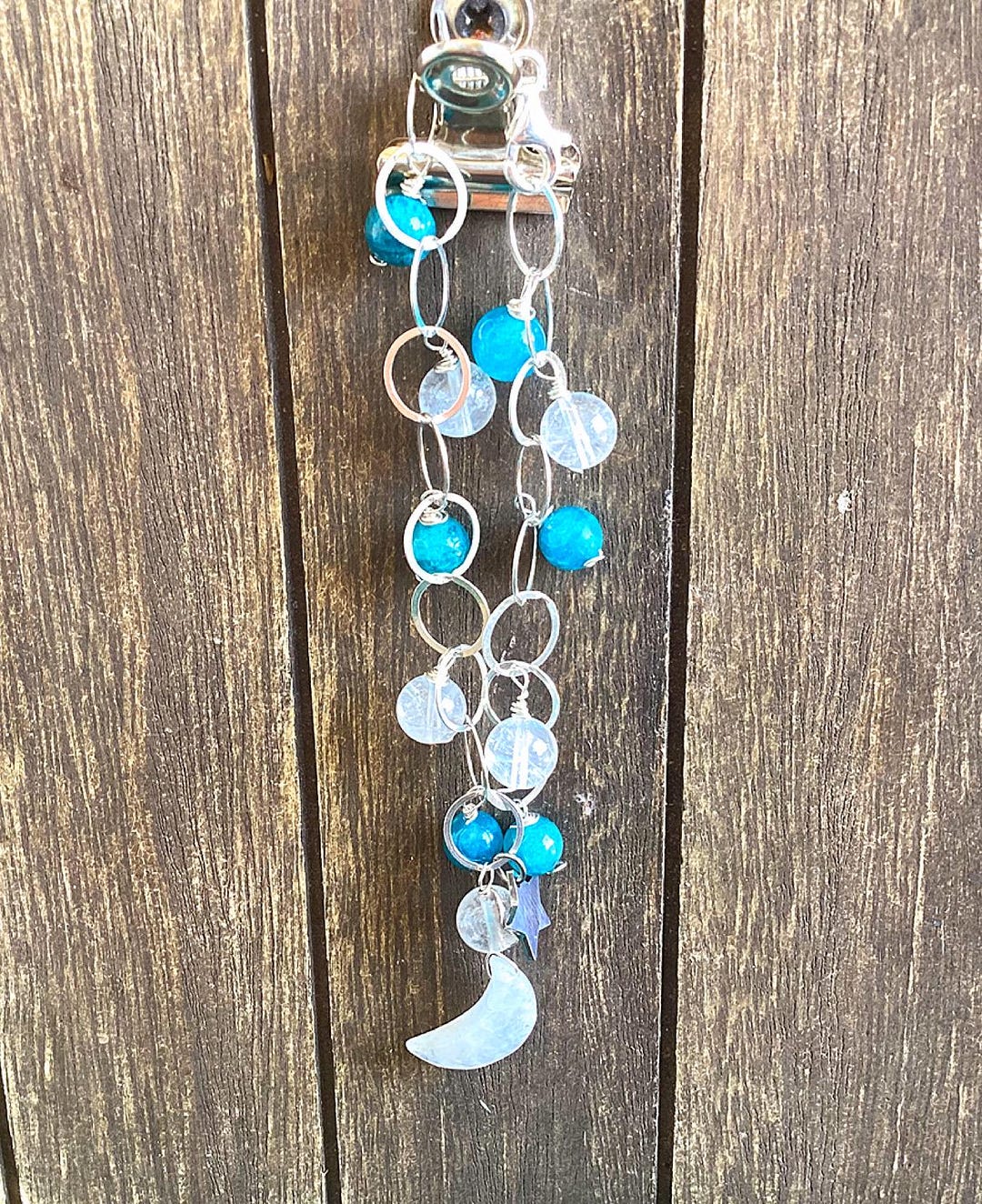 Sterling Blue Apatite Feather Quartz Rainbow Moonstone Moon Bracelet - Etsy