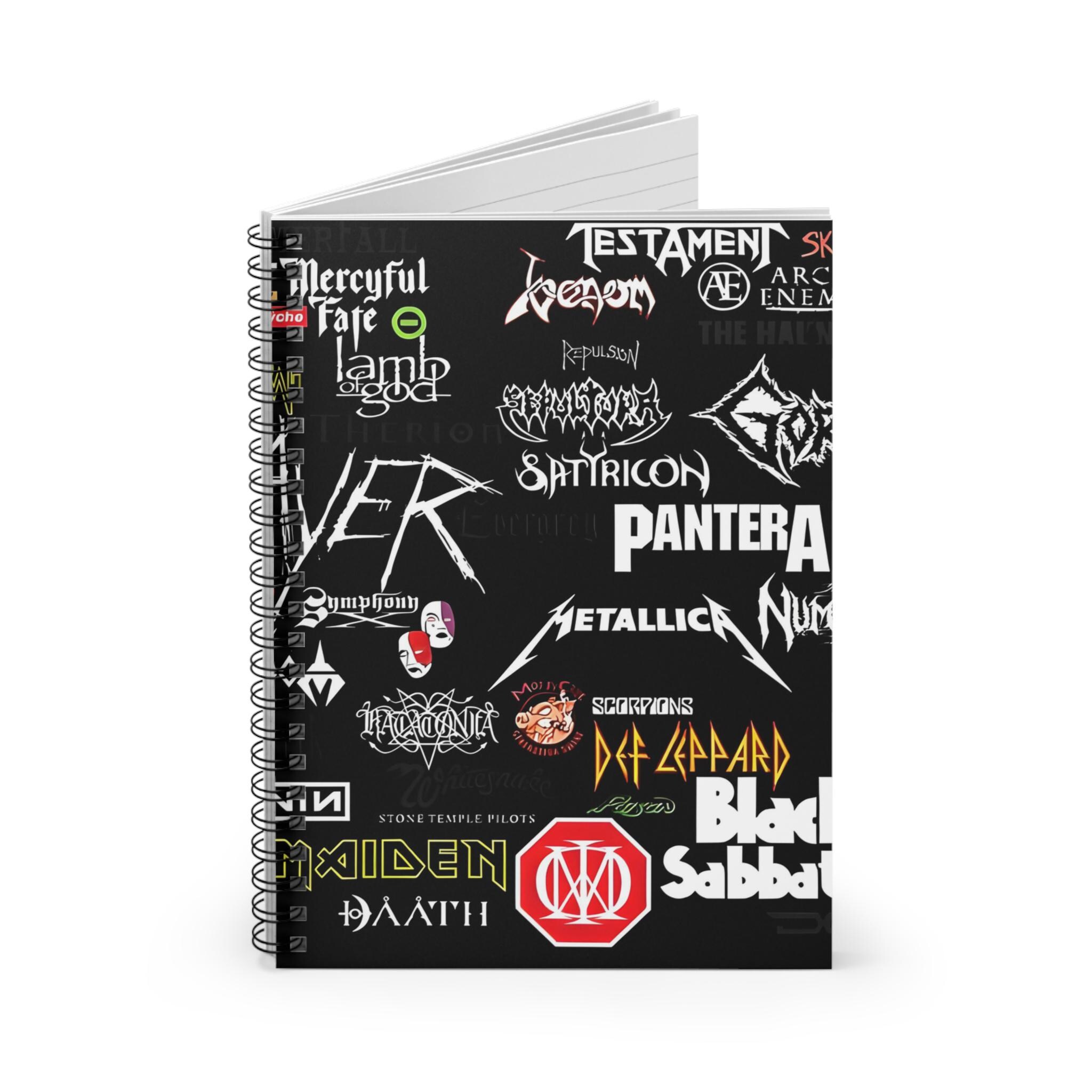 Heavy Metal, Rock, Band Collage Spiral Notebook Ruled Line. Perfect ...