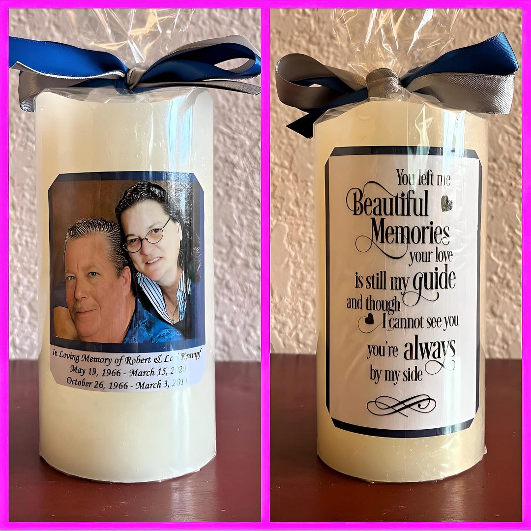Personalized Memorial Flameless Candle Gift. Real Wax Candle W Timer ...
