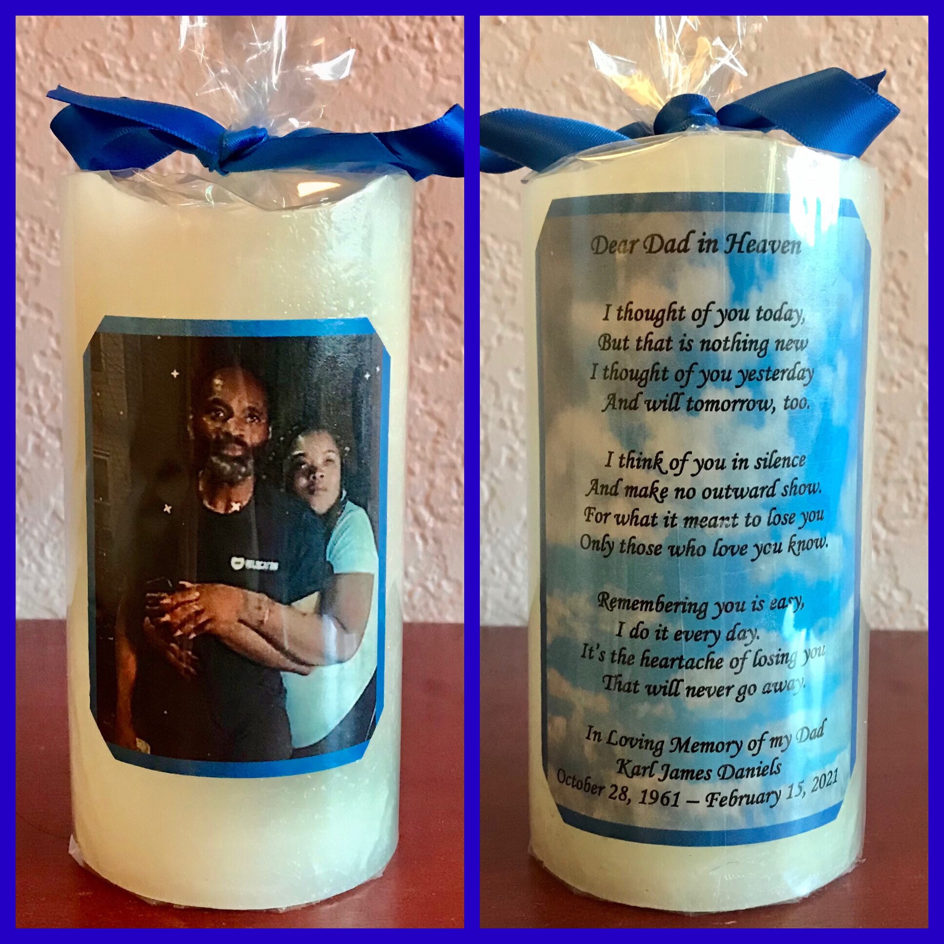 Dear Dad in Heaven Memorial Flameless Candle Gift. Flameless Real Wax ...