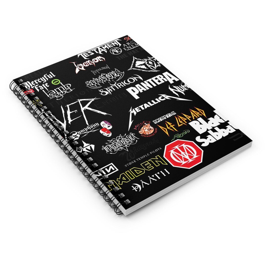 Heavy Metal, Rock, Band Collage Spiral Notebook Ruled Line. Perfect ...