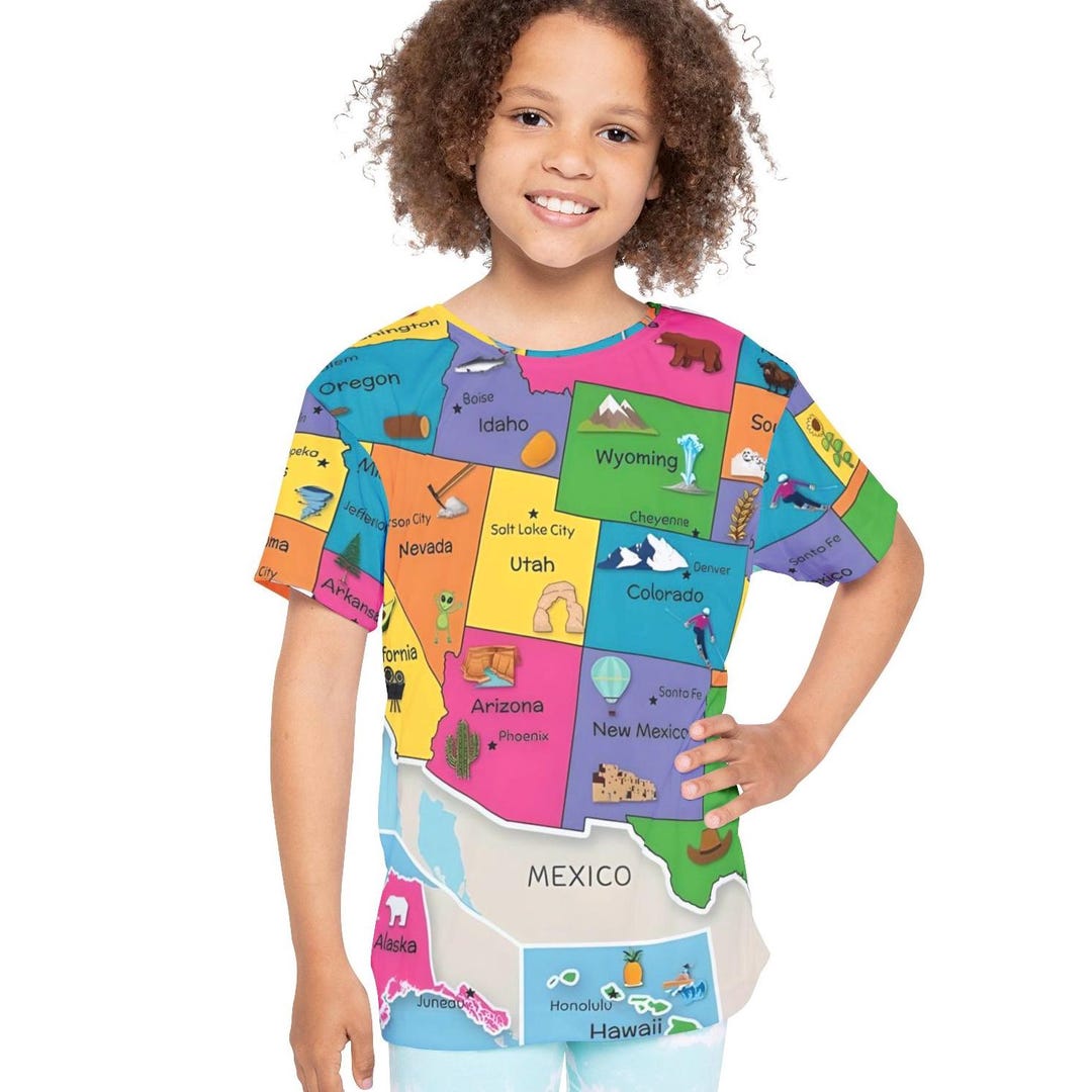 United States Map Kids Sports Jersey Patriotic Youth Team Shirt, USA ...