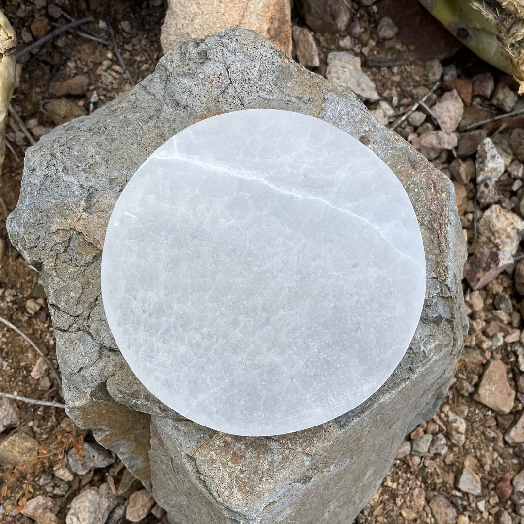 Polished Round Selenite Charging Plate | Crystal Plate | Natural ...