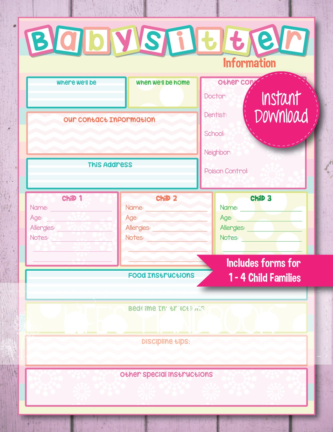 Babysitter Form - Etsy