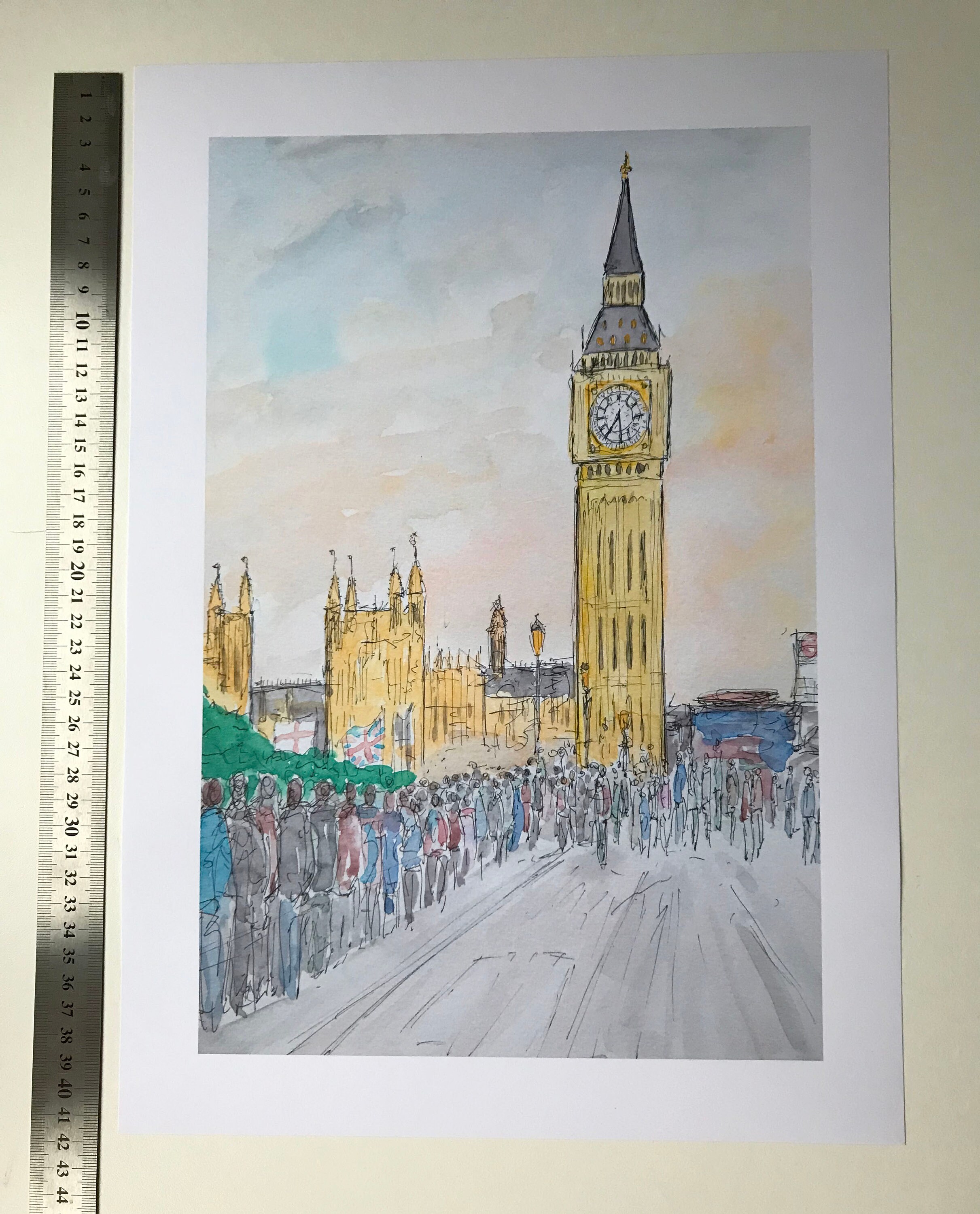 The Queue - A3 Art Print of People Queueing to View Queen Elizabeth II ...