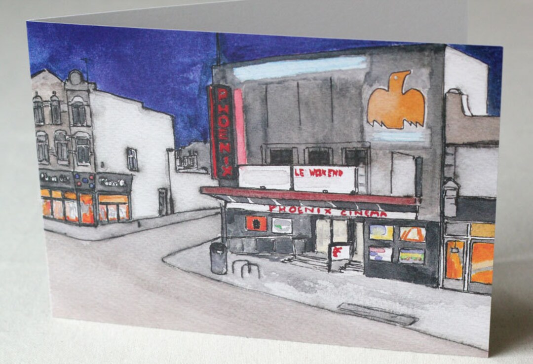 Phoenix Cinema Watercolour and Ink Litho Print Greeting Card - Etsy