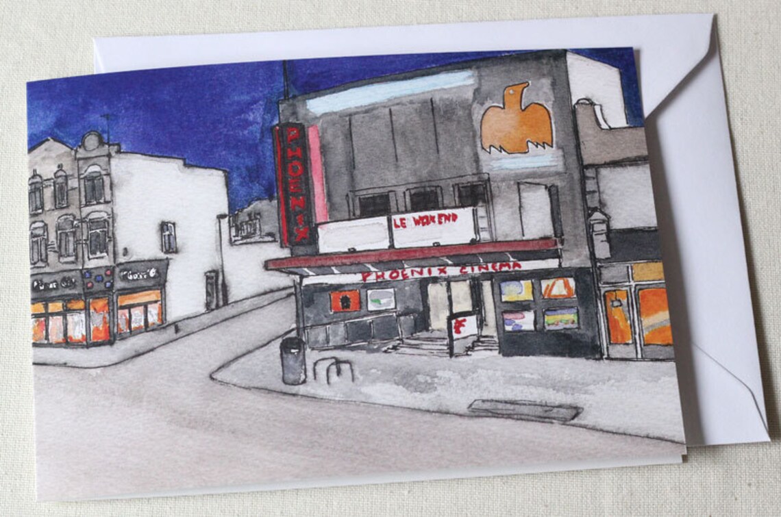 Phoenix Kino Aquarell und Ink Litho Print Grußkarte - Etsy.de
