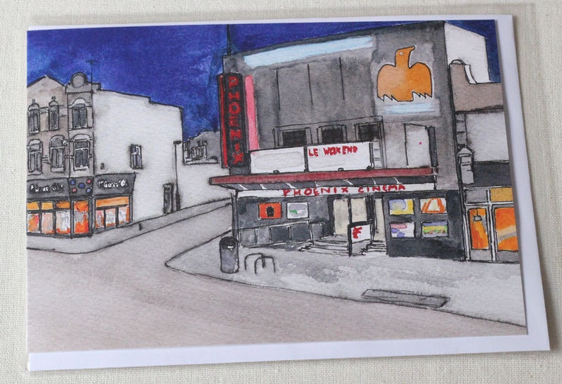 Phoenix Cinema Watercolour and Ink Litho Print Greeting Card - Etsy