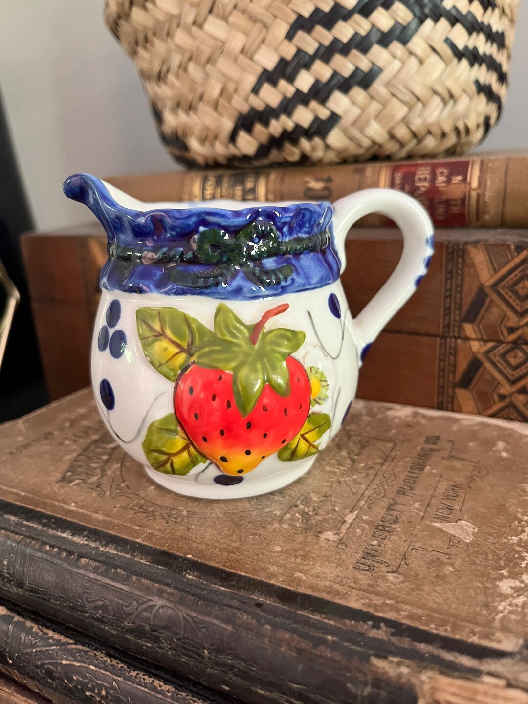 Vintage Creamer Pitcher With Strawberry Motif - Etsy
