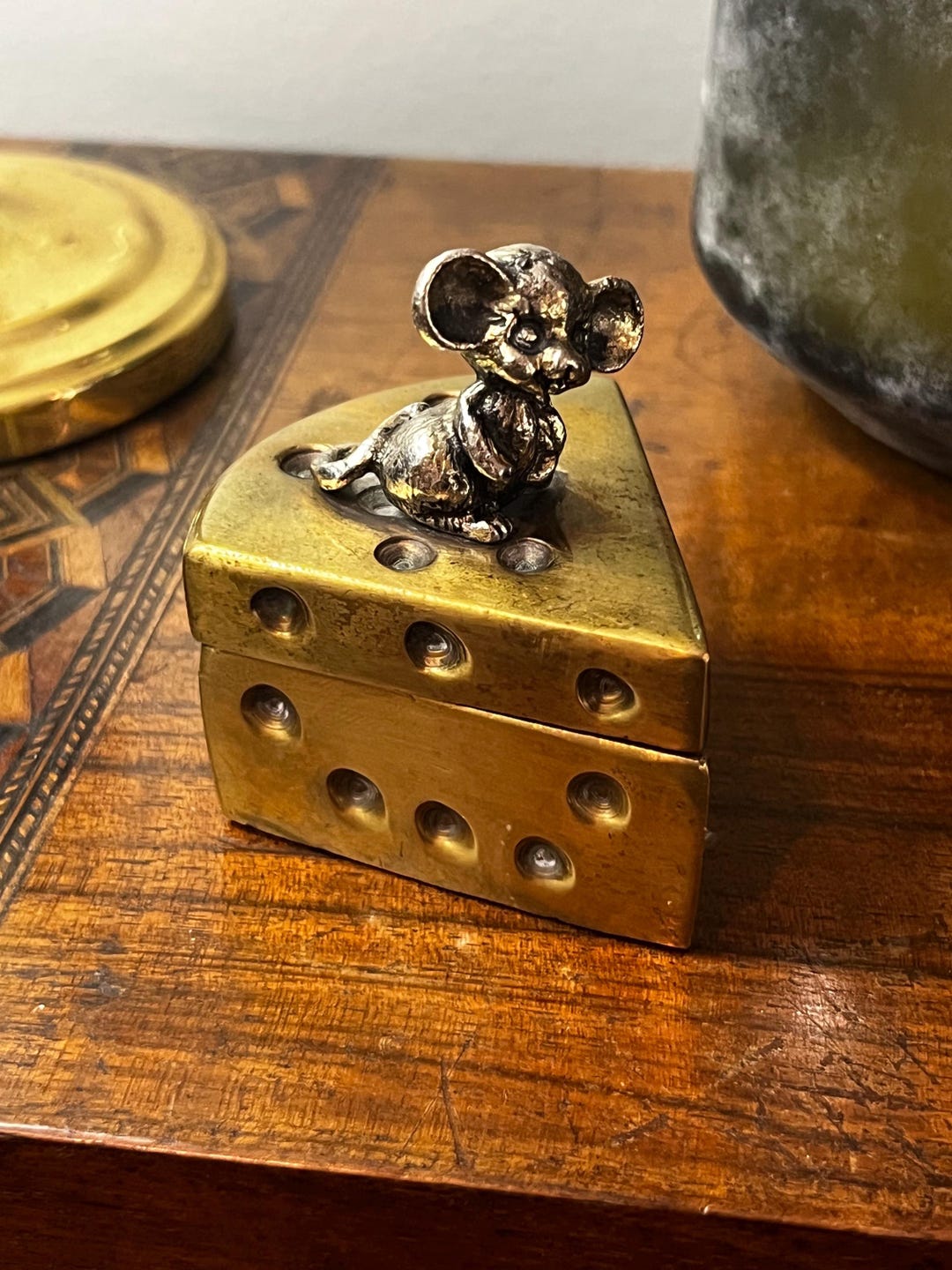 Enesco Brass Swiss Cheese With Mice/mouse Lidded Trinket Dish - Etsy