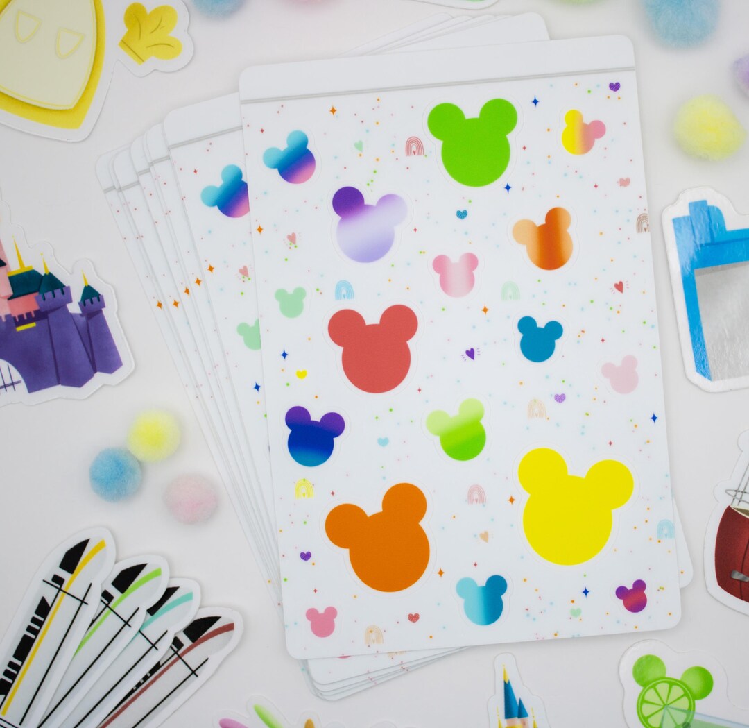 Colorful Mickey Mouse Sticker Sheet | Waterproof Vinyl Disney Stickers ...