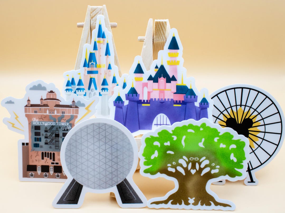 Disney World and Disneyland Park Icon Sticker Set – 6 Stickers | Disney ...