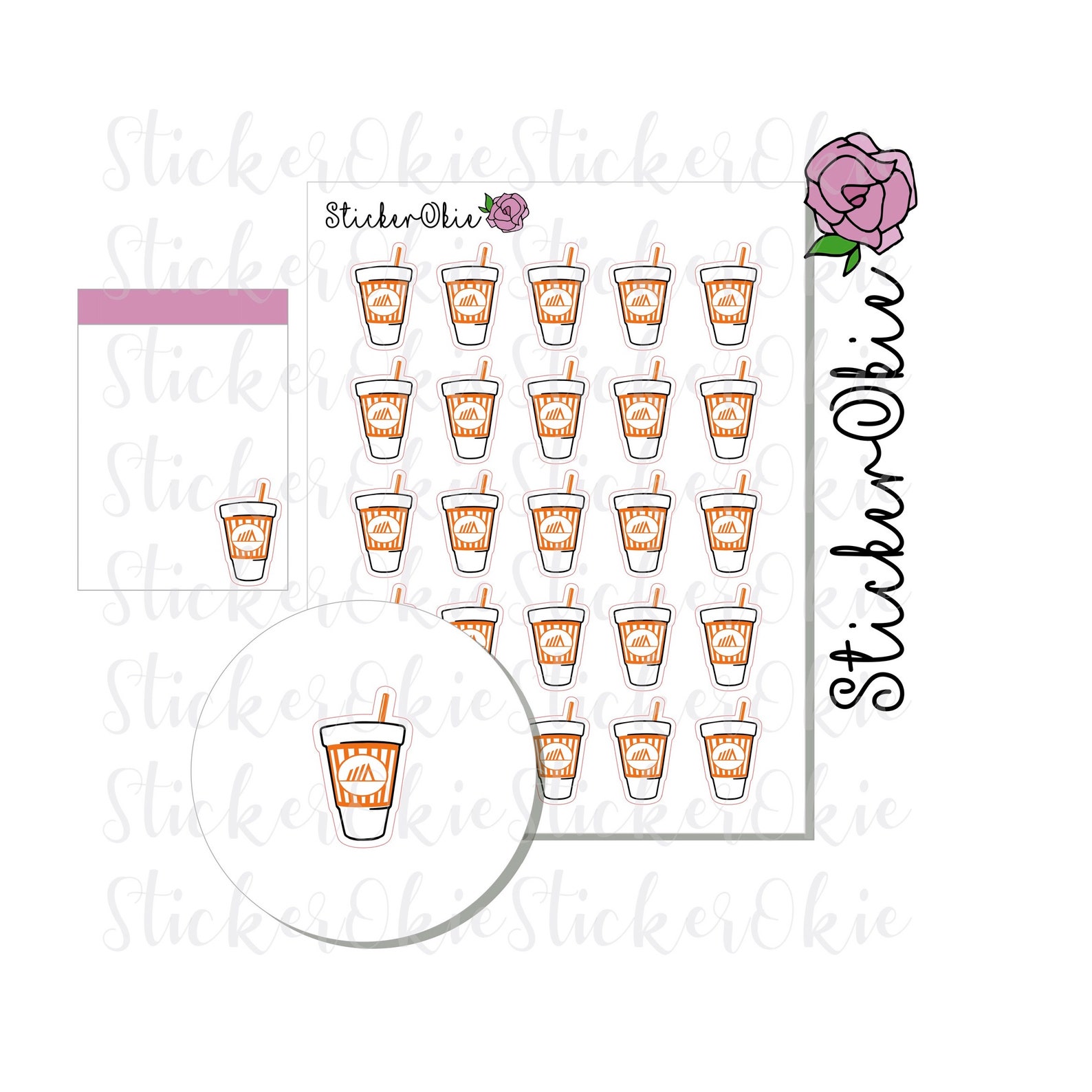 F026 Whataburger Cup Planner Stickers-hand Drawn Mini | Etsy