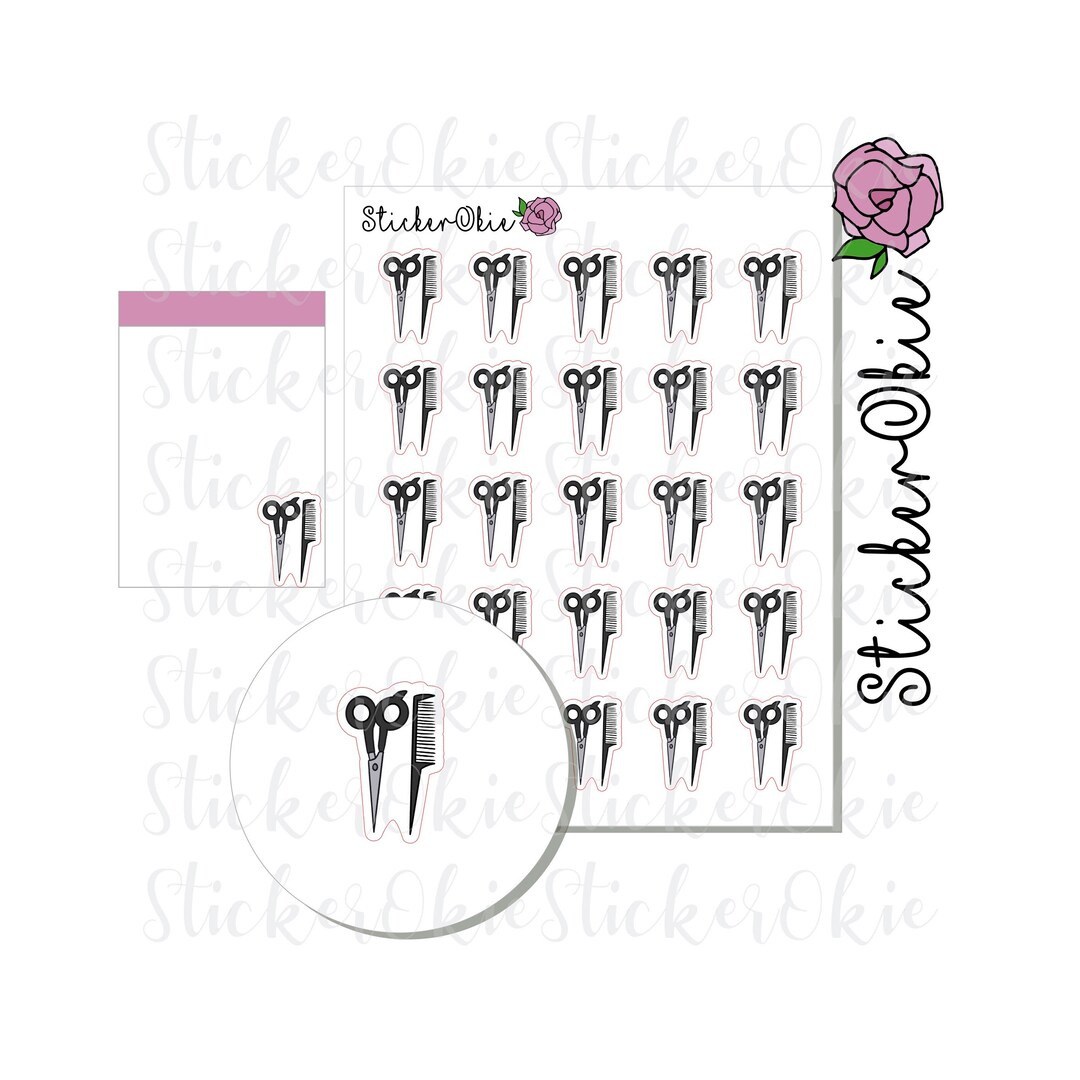 F292 Scissors and Comb/ Haircut Planner Sticker Mini Available Hand ...