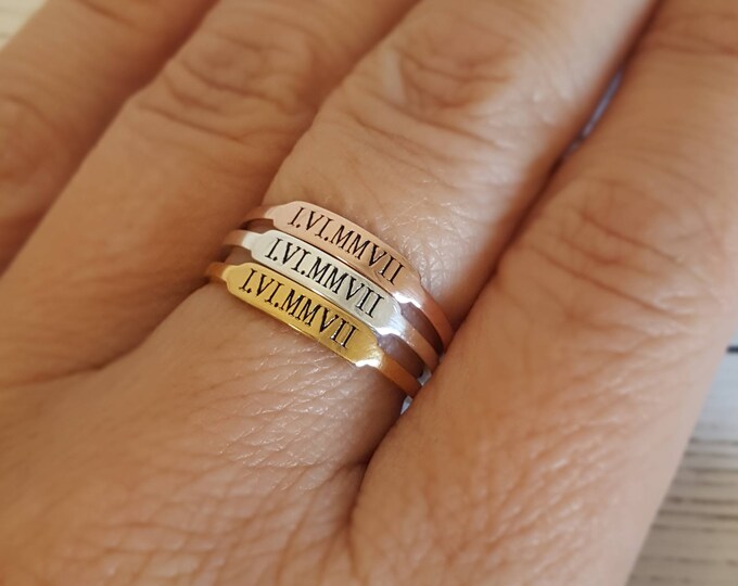 Stackable Name Rings - Tiny Name Ring - Custom Name Ring - Dainty Name ...