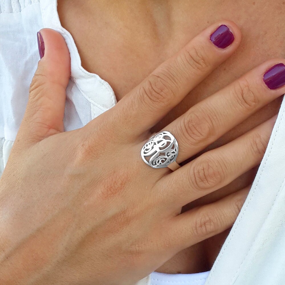 Monogram Initial Ring Circle Custom Made Ring With Any - Etsy