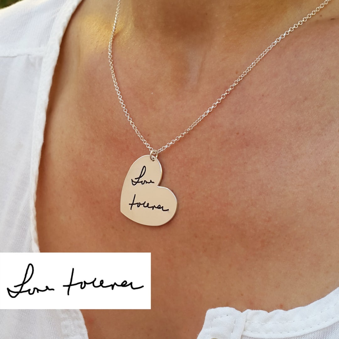 Handwriting Jewelry - Heart Signature Necklace - With Your Personalized ...