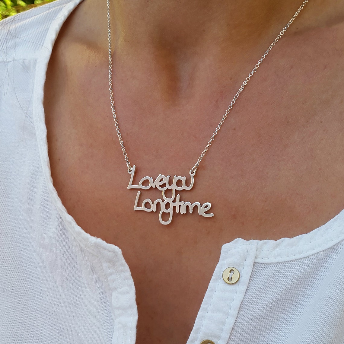 Signature Necklace - Memorial Handwriting Necklace - Keepsake Jewelry ...
